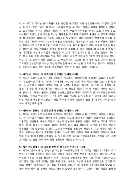 에릭슨의 심리사회적 발달과정을 단계별로 정리하고 어떤 단계에서 자신이 어떤 심리적 위기를 경험하였는지 기술하시오