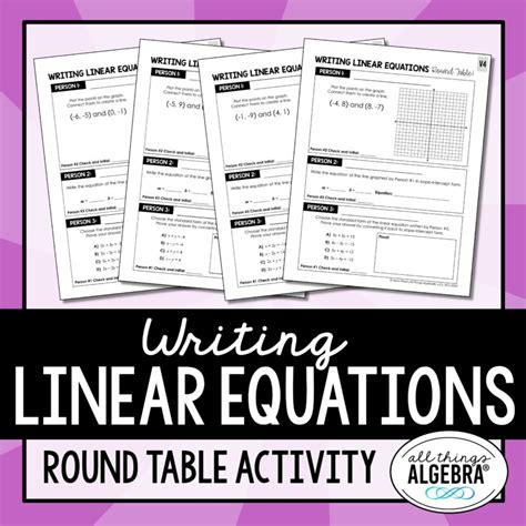 Writing Linear Equations (Slope-Intercept & Standard Form) Round Table ...