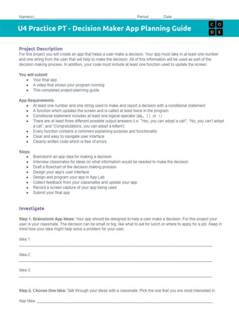 Csp U4 Practice Pt Planning Guide Pdf Mobile App Boolean Data Type