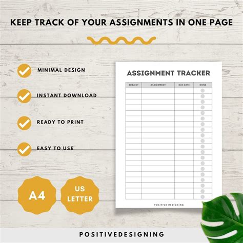 Assignment Planner Assignment Tracker Table Assignments Homework