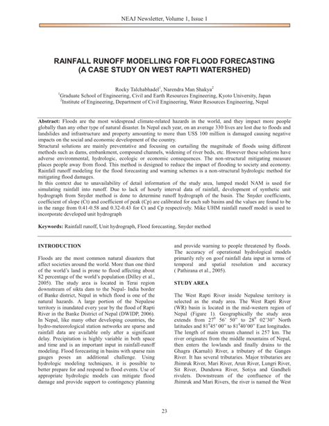 Pdf Rainfall Runoff Modelling For Flood Forecasting