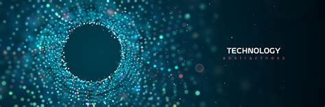 3d 추상 기술 입자 벡터 블루 배너 과학 의학 연구 흐림 효과와 빅 데이터 추상 일러스트 추상적인에 대한 스톡 벡터 아트 및