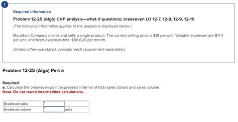 Solved Required Information Problem Algo CVP Chegg Com