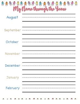 Monthly Name Writing By KCreati Ns TPT