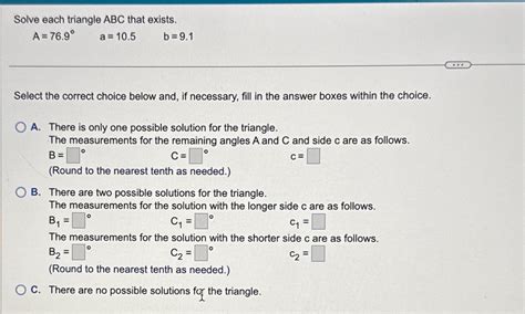 Solved Solve Each Triangle Abc That