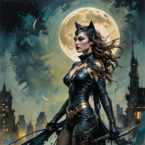 Catwoman Gouache Style Ai Generated Artwork Nightcafe Creator