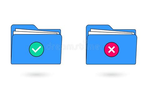 Document File Folder With Check Mark And Cross Mark Icon File Protection Data Security Vector