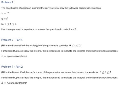 Solved Problem 7the Coordinates Of Points On A Parametric