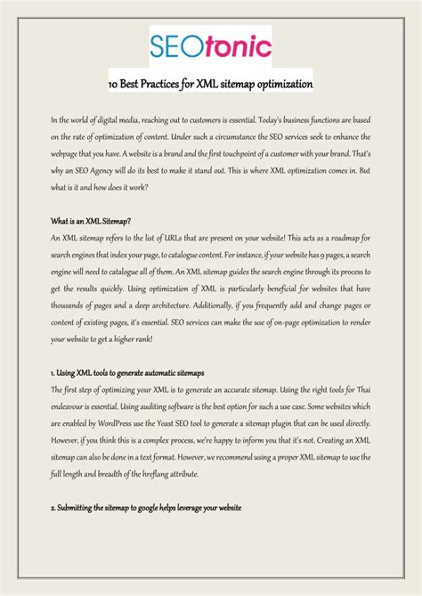 Ppt 10 Best Practices For Xml Sitemap Optimization Powerpoint