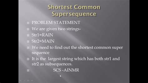 Shortest Common Supersequence Problem Youtube