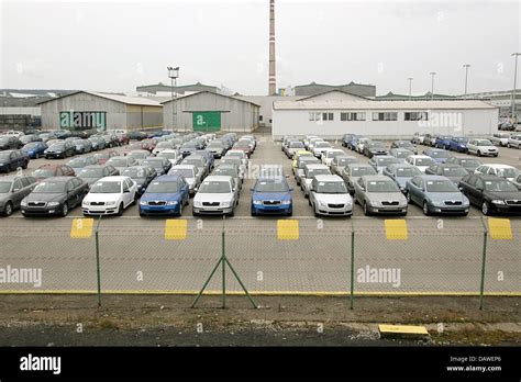 Brand new Skoda vehicles are parked on a parking lot at the premises of ...