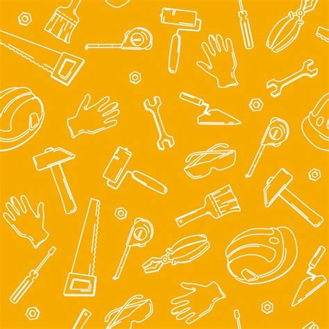Premium Vector Yellow Seamless Pattern For Home Repair Renovation Building Vector Outline