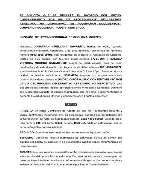 Divorcio Mutuo Sin Hijos Pdf Divorcio Instituciones Sociales