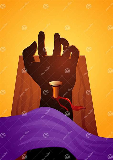 Ilustración Bíblica Vectorial De La Mano De Jesus Clavada En Cruz