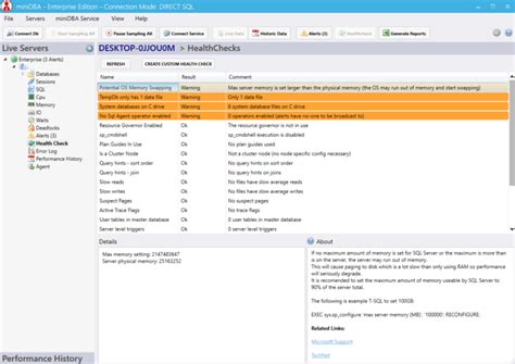 application health checks with sql datatas