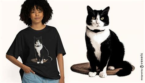 Tuxedo Cat T Shirt Design Psd Editable Template