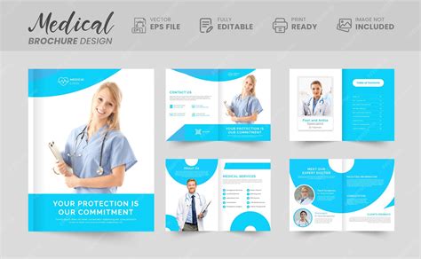 의료 의료 치과 브로셔 템플릿 디자인 프리미엄 벡터