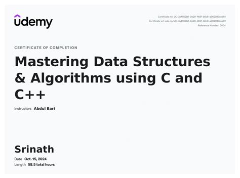 Successfully Completed A Comprehensive Data Structures Course On Udemy