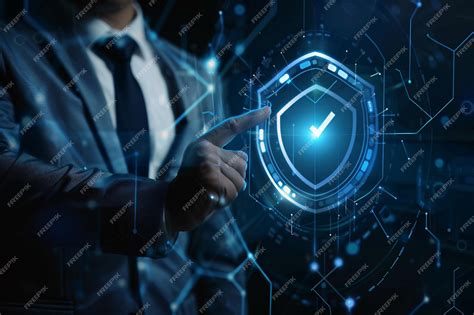 Businessman Activating Cybersecurity Protocol On A Virtual Interface Premium Ai Generated Image