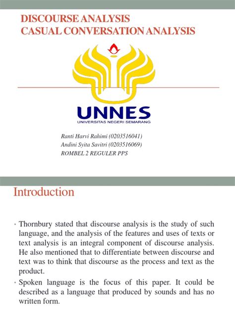 Discourse Analysis Casual Conversation Analysis Pdf Communication