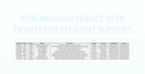 Optimizing Service Desk Ticket Workflow For Enhanced Support Excel Template Free Download