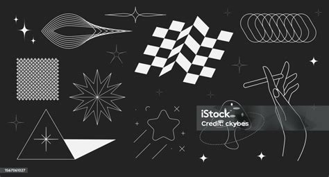 슈퍼 트렌디 한 기하학적 Y2k 잔인한 스타일의 선형 모양 별 변형 거품 화살표 및 기타 트렌디 한 모양을 포함한 세트 0명에