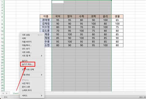 엑셀 숨기기 취소 안됨 행 열 시트 단축키까지 정리 네이버 블로그