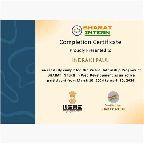 Indrani Paul On Linkedin Internshipsuccess Webdevelopment Bharatintern