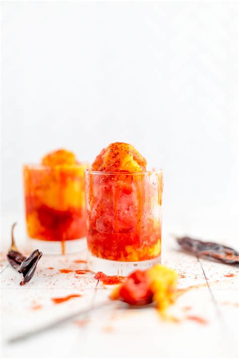 Mango Melon Sorbet With Chamoy Sauce From The Roots