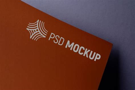 종이에 로고 효과 클로즈업 프리미엄 Psd 파일