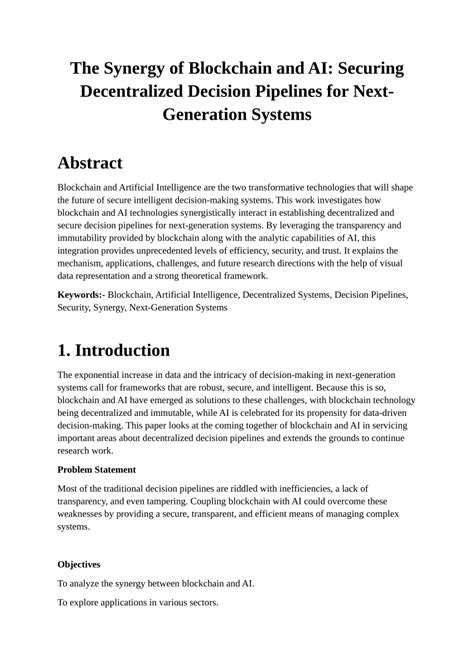 Pdf The Synergy Of Blockchain And Ai Securing Decentralized Decision