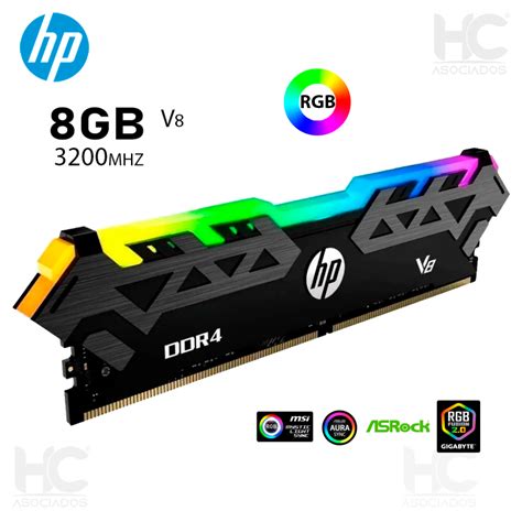 MEMORIA RAM HP V GB DDR MHZ EH AA ABB BLACK RGB Periféricos para Gamers