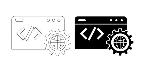 Outline Silhouette Web Development Icon Set Isolated On White Background 44228970 Vector Art At