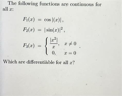 solved the following functions are continuous for all x