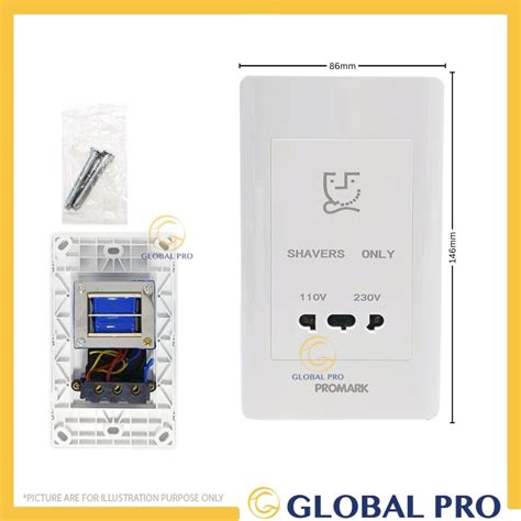 Promark Shaver Socket 110v 240v Wall Mounted Type Shaver Socket For Hotel Bathroom Shaver Socket