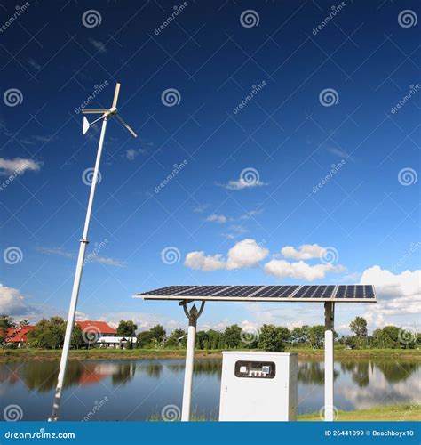 Wind Turbine And Solar Panel Stock Image Image Of Future Sustainable 26441099
