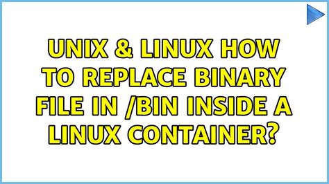 Unix And Linux How To Replace Binary File In Bin Inside A Linux Container Youtube