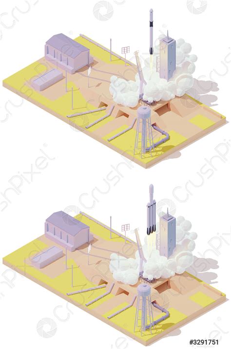 Vector Isometric Rocket Launch Complex Stock Vector 3291751 Crushpixel