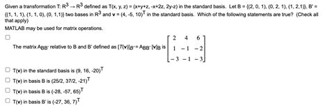 solved given a transformation t r3→r3 defined as