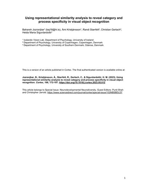 Pdf Using Representational Similarity Analysis To Reveal Category And Process Specificity In