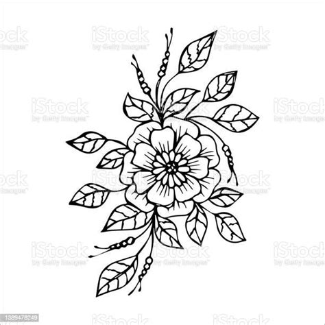 흑백 색 낙서 또는 스케치 스타일로 손으로 그린 꽃 꽃다발 배열 엽서 초대장 인사말 카드 색칠 공부 책 페이지 0명에 대한 스톡 벡터 아트 및 기타 이미지 Istock