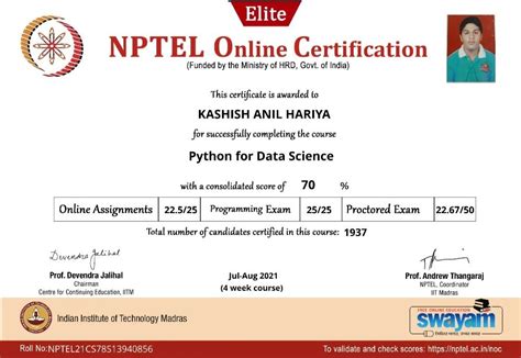 Kashish Hariya On Linkedin Completed And Scored 70 In Python For