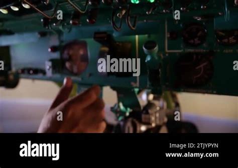 Man Drives A Flight Simulator The Dashboard In The Flight Simulator Control Panel On The Plane