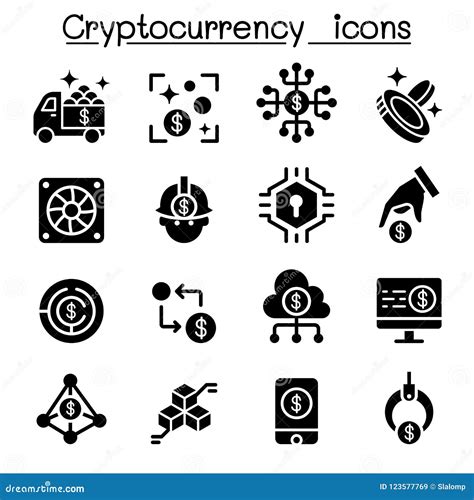 Cryptocurrency Icon Set Stock Illustration Illustration Of