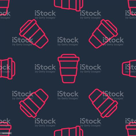 레드 라인 커피 컵 은 검은 배경에 아이콘 고립 된 매끄러운 패턴을 이동합니다 벡터 동작 활동에 대한 스톡 벡터 아트 및 기타 이미지 동작 활동 등고선 뚜껑 Istock