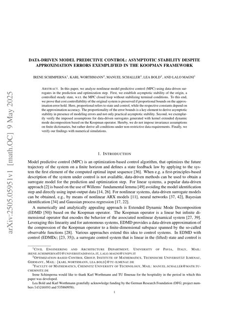 PDF Data Driven Model Predictive Control Asymptotic Stability Despite Approximation Errors