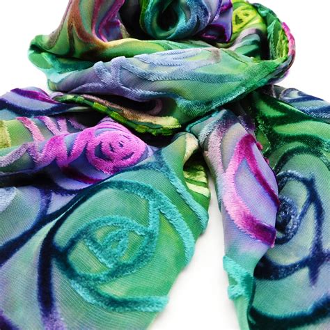 Devore Scarf Rose Green Diane Jones G9286