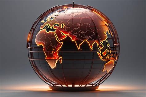 Premium Ai Image 3d Render Of A Wireframe Globe On Fiery