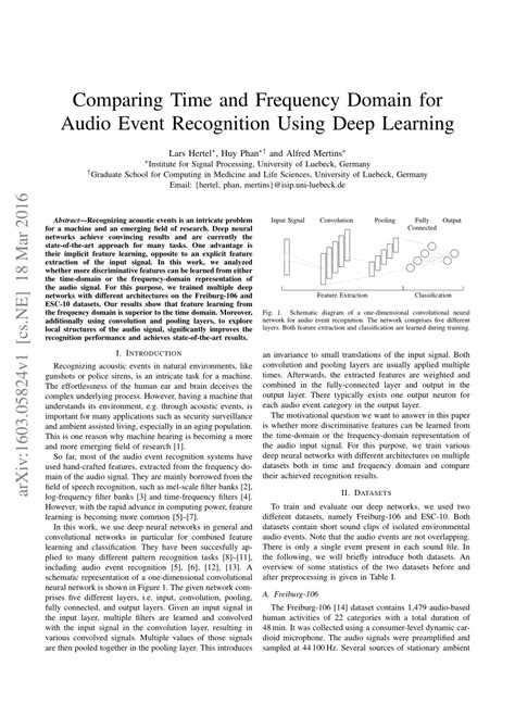 Pdf Comparing Time And Frequency Domain For Audio Event Recognition