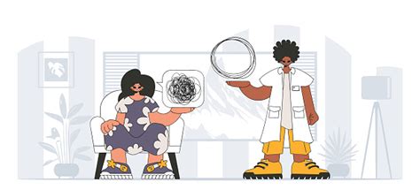 주제 도움말 절망감과 절망감에 사로 잡힌 사람 전문가는 생각의 얽힘을 풀어냅니다 환자는 무언가를 이해하려고 노력하고 있음을 보여